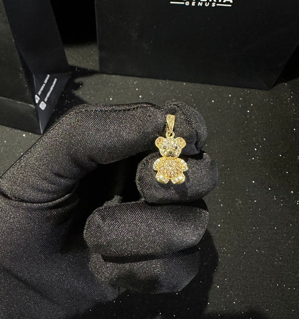 DIJE OSO ORO AMARILLO CON ZIRCONIAS ROSA – Joyería Genus